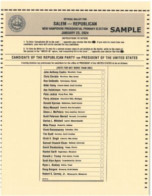 2024 Sample Ballots NH Presidential Primary - Salem Town Hall Times