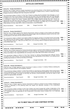 March 2024 Town Meeting Election Sample Ballot - Salem Town Hall Times