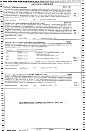 March 2024 Town Meeting Election Sample Ballot - Salem Town Hall Times