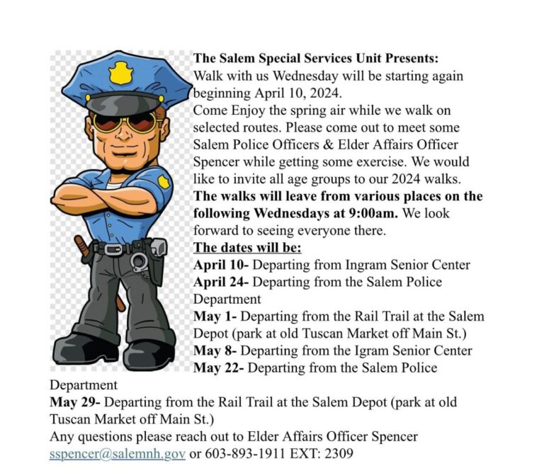 Salem Police Department Announces the Return of 'Walk With Us' Wednesdays - Salem Town Hall Times