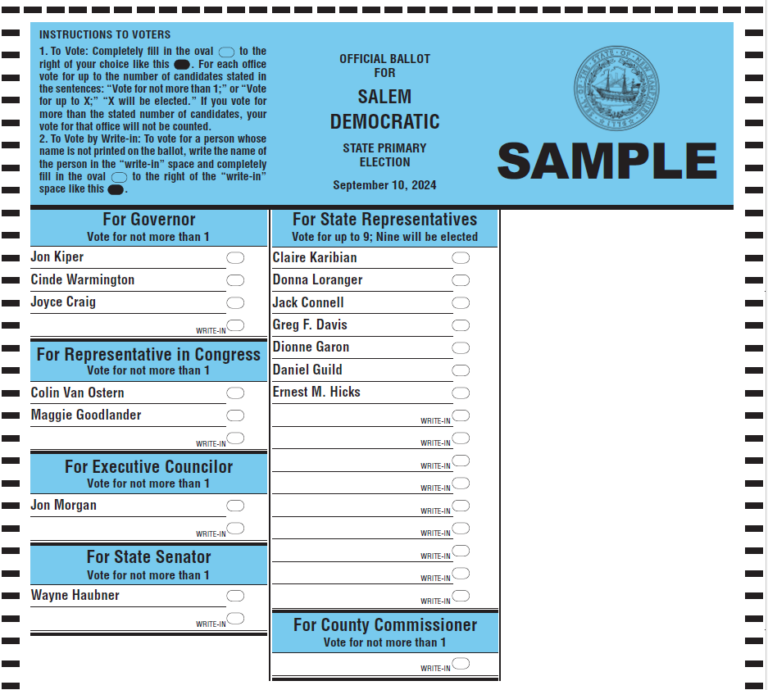 September 10 2024 Primary Sample Ballots Now Available - Salem Town Hall Times