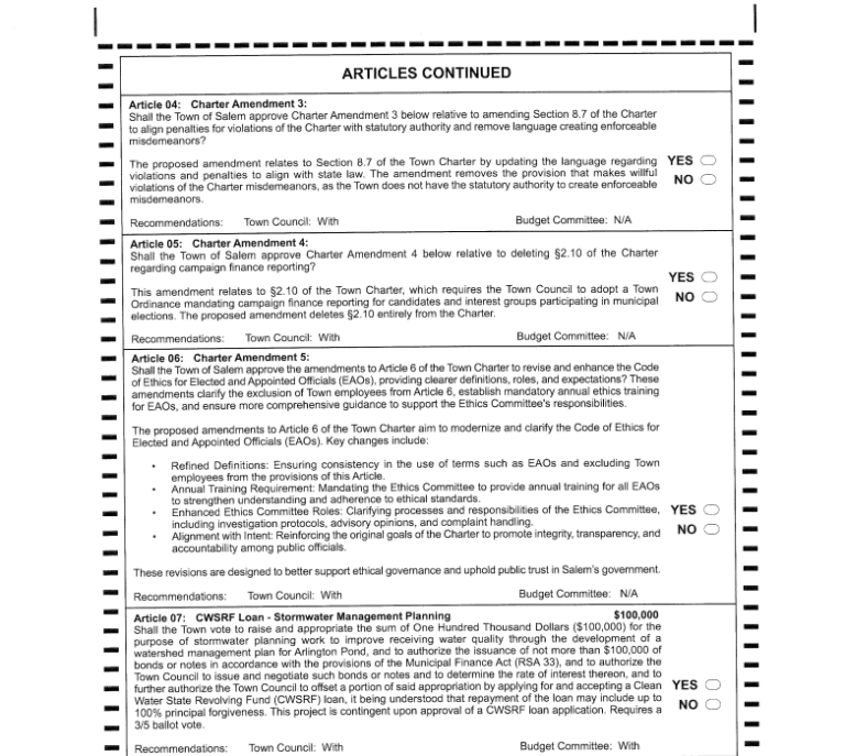 2025 Salem Town Meeting Sample Ballots Now Available - Salem Town Hall ...