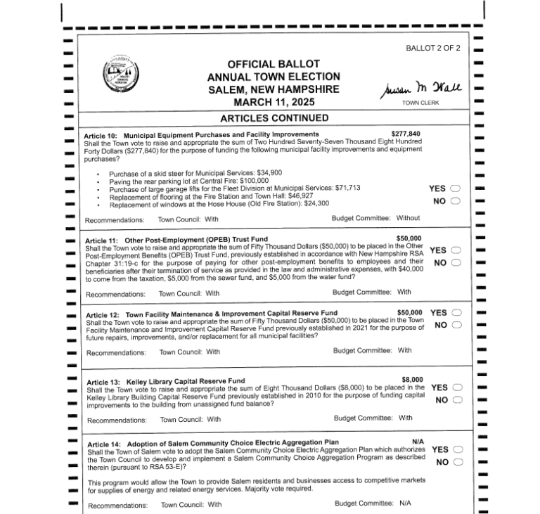 2025 Salem Town Meeting Sample Ballots Now Available - Salem Town Hall Times