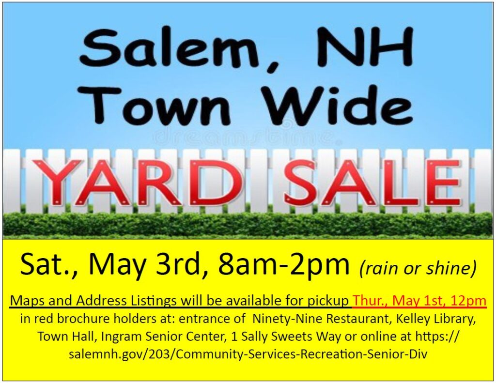 Town Wide Yard Sale on Saturday, May 3, 2025 - Salem Town Hall Times
